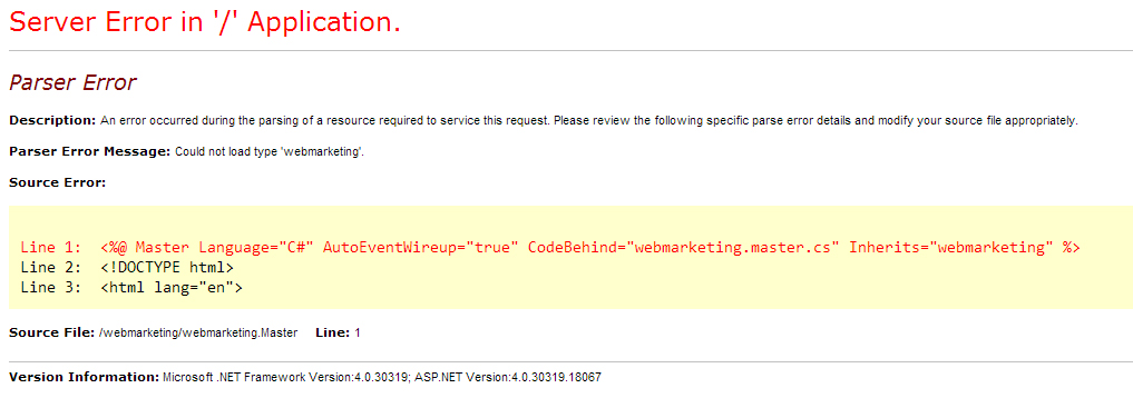 Asp.net Parser Error Could Not Load Type Inherits - Windows Diary Asp.net Parser Error Could Not Load Type Inherits - Windows Diary